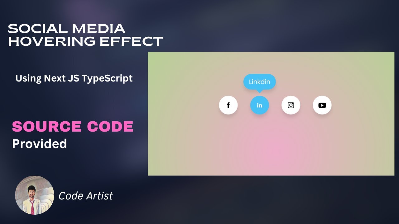 Social Media Buttons With Tooltip In Next Js Typescript Tooltip Animation In Next Js T2 2412