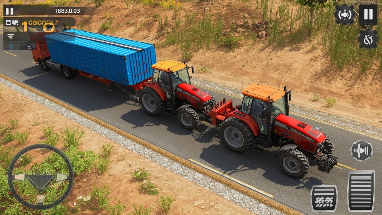 2 Tractors Towing a Heavy Blue Truck! 🚜💪 | Tractor Towing Challenge in ...