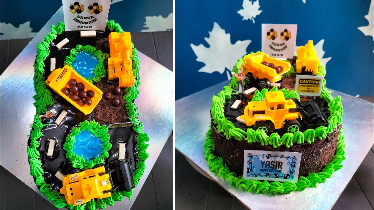 8 number cake || Construction Cake || JCB Cake || Making construction ...
