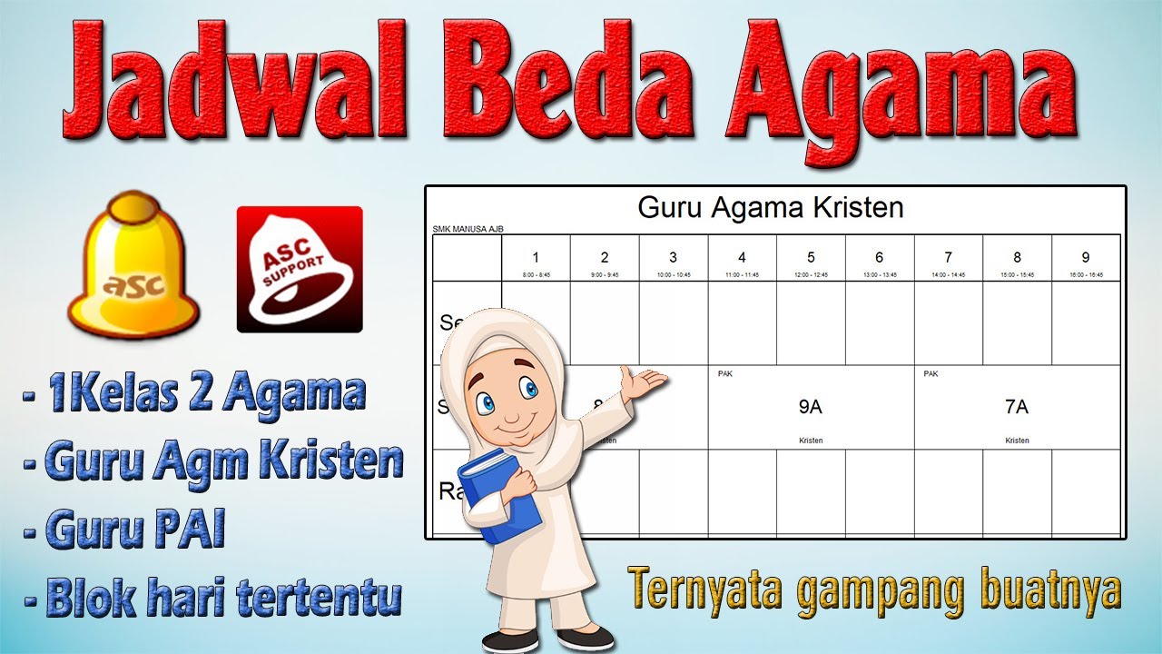 Ada 2 Guru, MEMBUAT JADWAL PELAJARAN 1 KELAS BEDA AGAMA ASC TIMETABLES ...