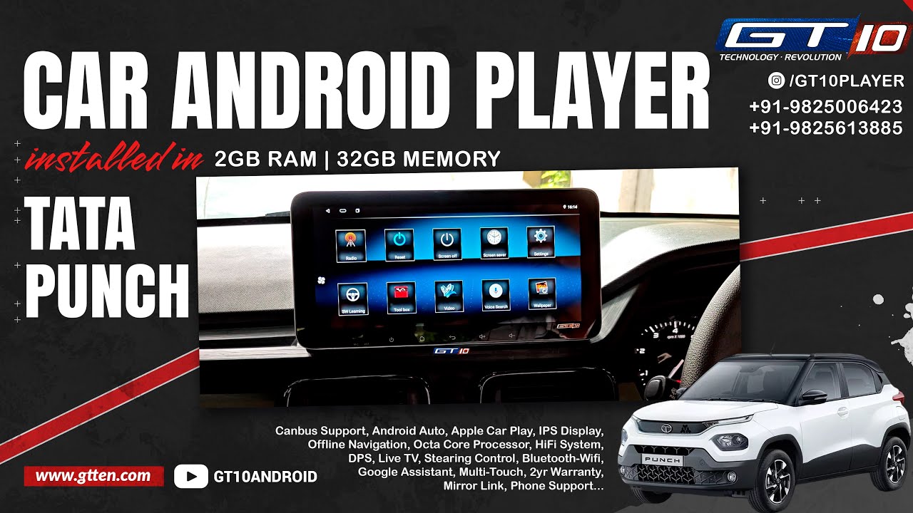 GT 10 Car Android Player installed in Tata Punch - YouTube