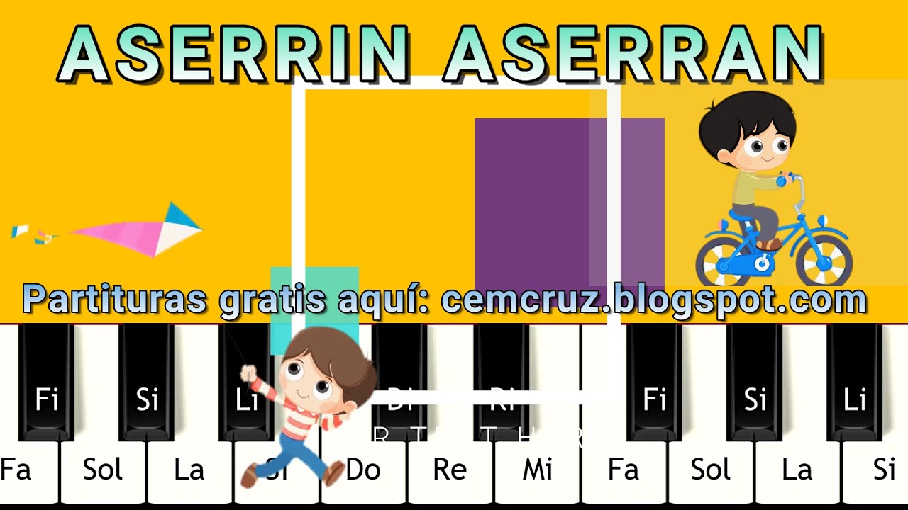 ASERRIN ASERRAN - PIANO TUTORIAL + PARTITURA - YouTube