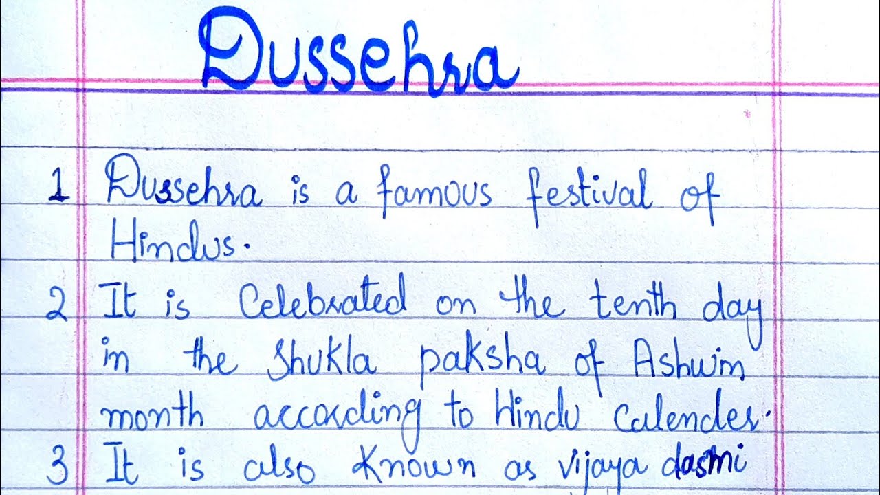 10 lines Essay on Dussehra || Dussehra Essay in english Writing - YouTube