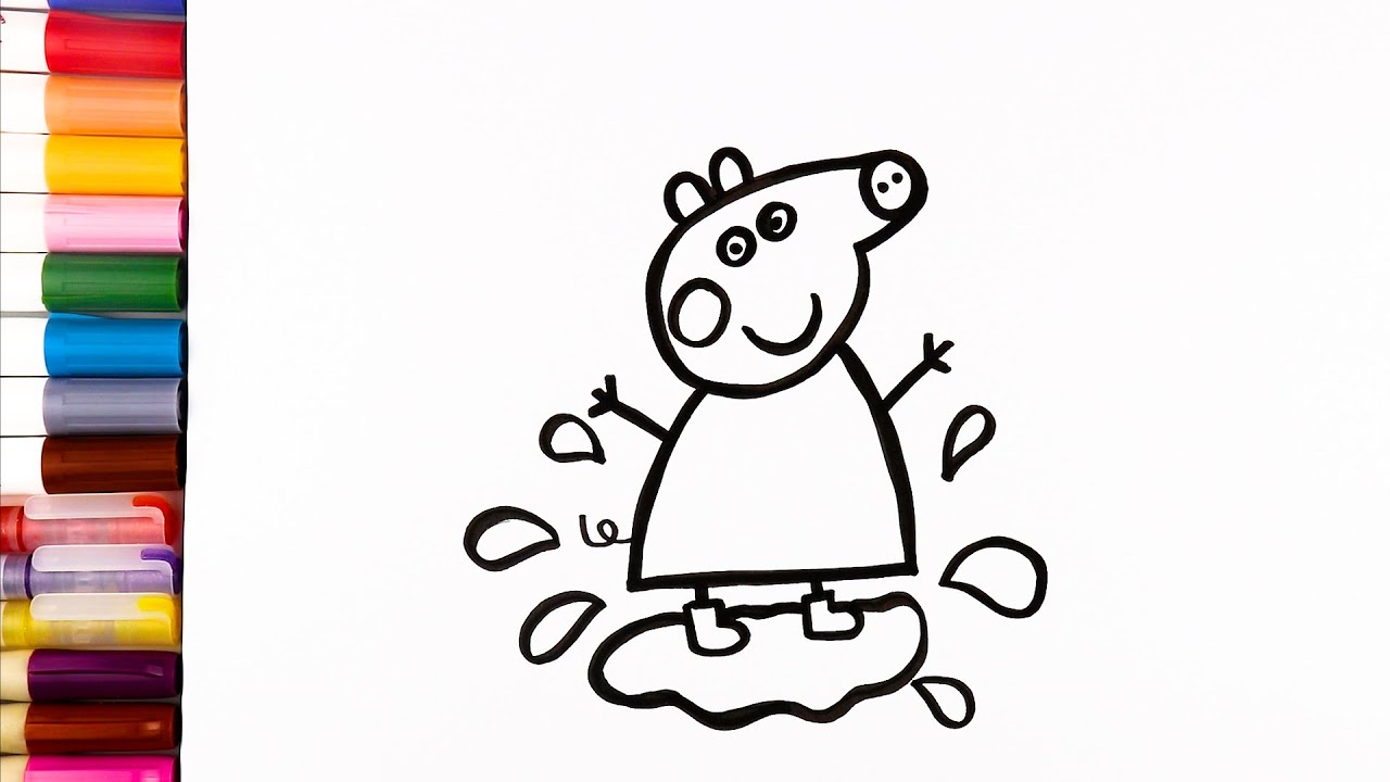 Drawing and Coloring Peppa Pig for Kids & Toddlers | Ariu Land - YouTube