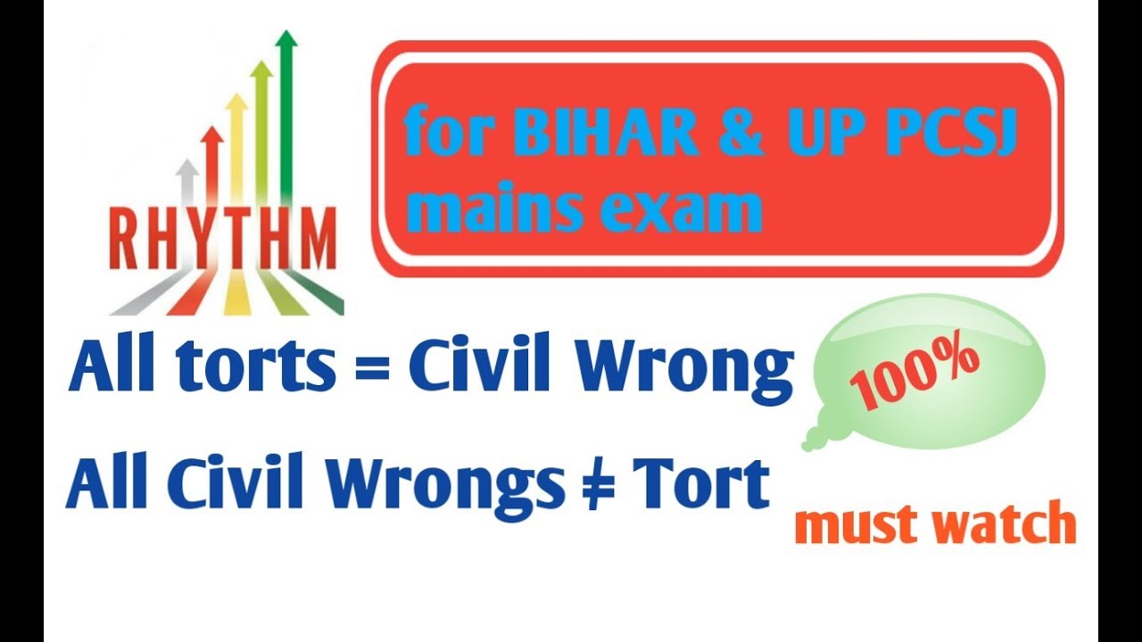 A tort is civil wrong but all civil Wrongs are not tort. - YouTube