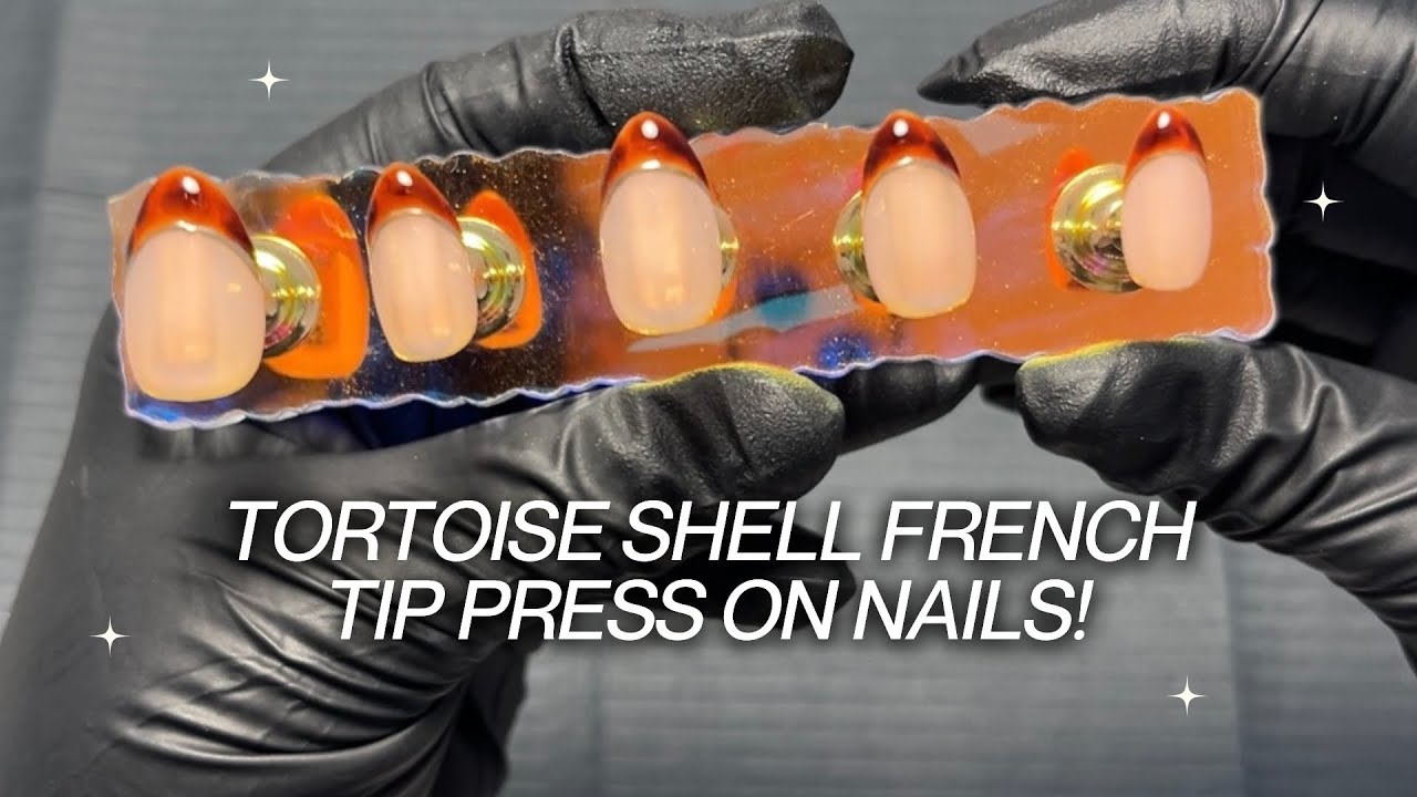 Make Tortoise Shell French Tip Press on Nails With Me! Beginner Press ...