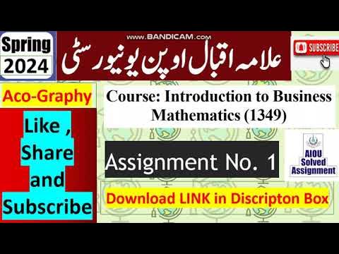 ⏩ AIOU Code 1349 Solved Assignment No.1 Spring 2024 || Subject: Intro To B.Math || Level: FA/ I ...