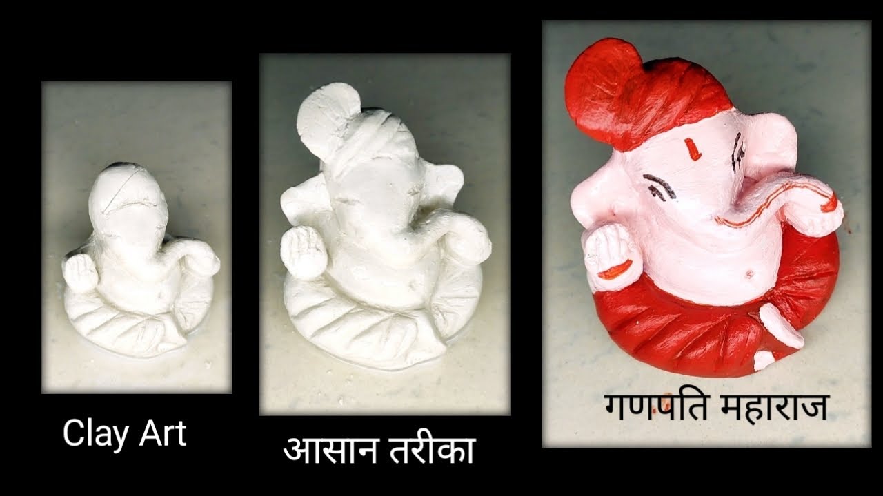How to Make colorful GANESH idol using clay douth ।। step by step ...