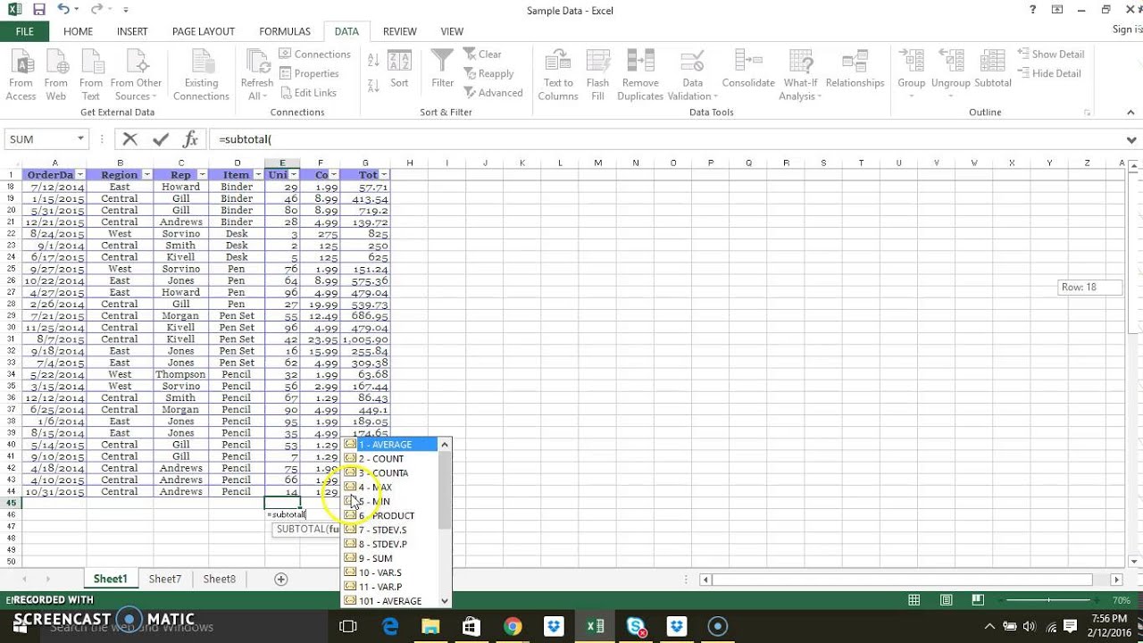 Excel Tutorial For Beginners Subtotals Based On Filtered Values Youtube 2539