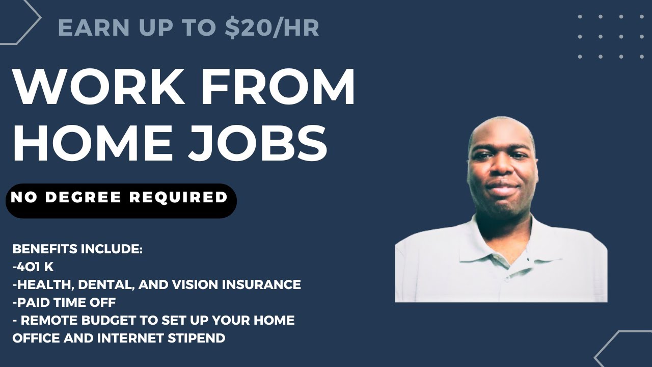 Remote Work From Home Jobs/Great Work Benefits/No Degree Required/Earn ...