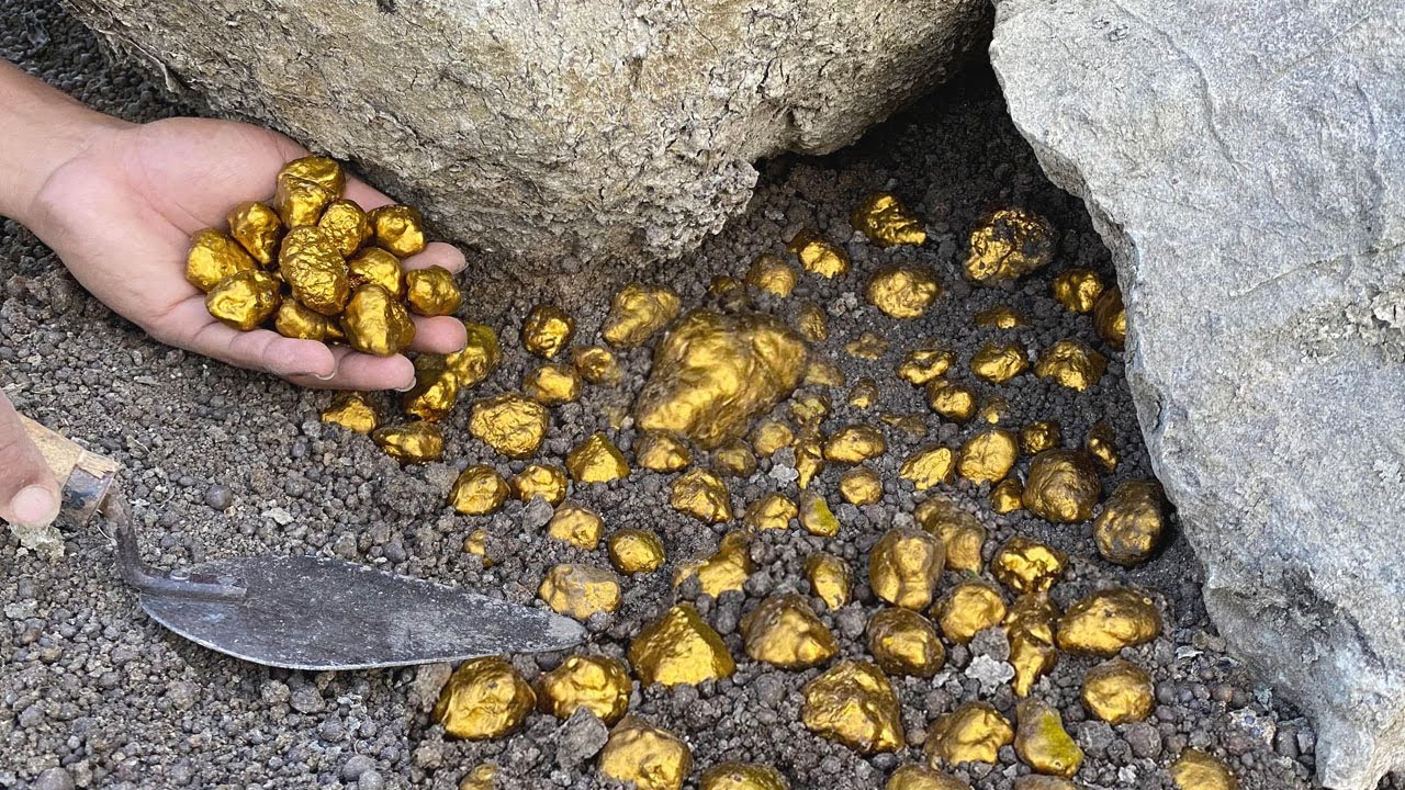 Gold Hunting! Amazing finding treasure gold nuggets under stone ...
