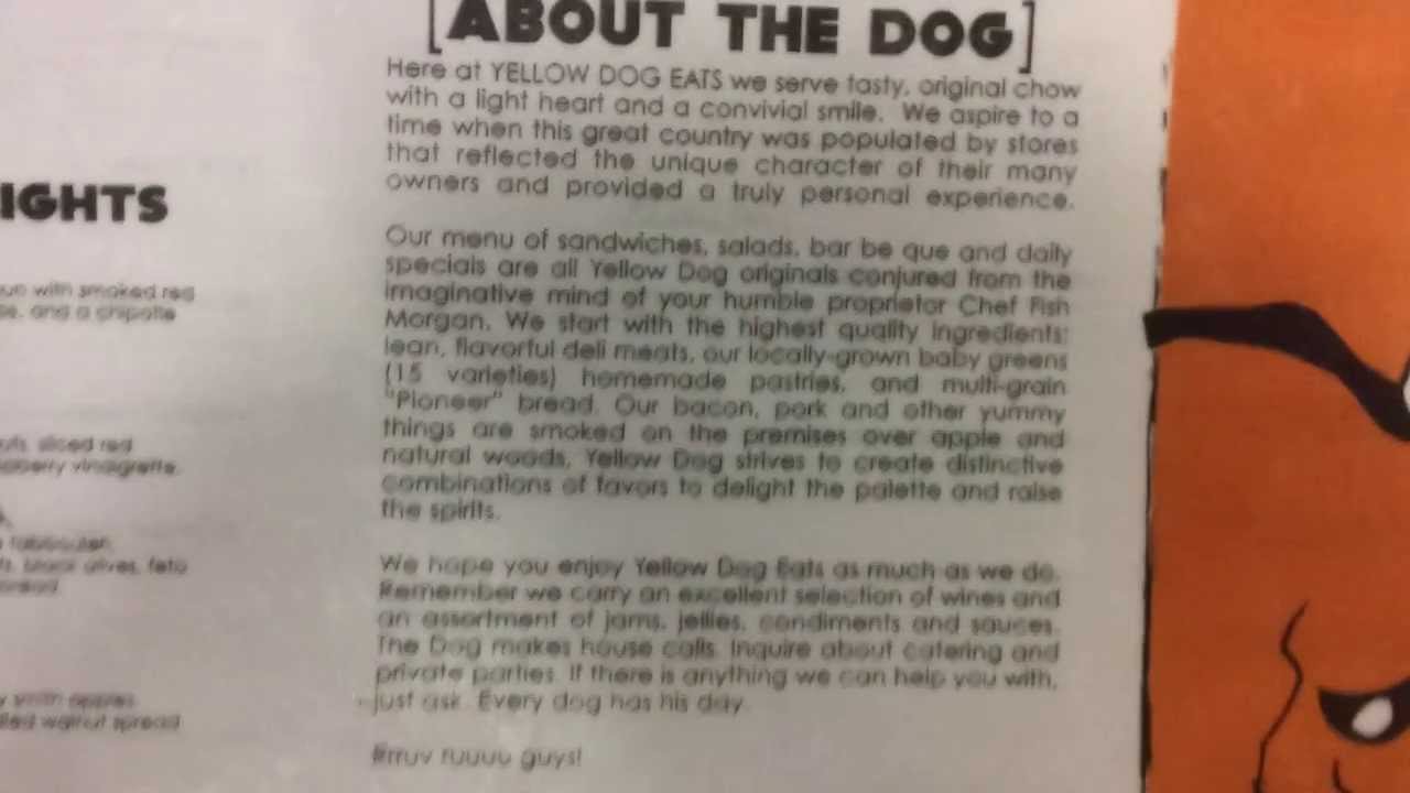 Menu @ Yellow Dog Cafe - YouTube