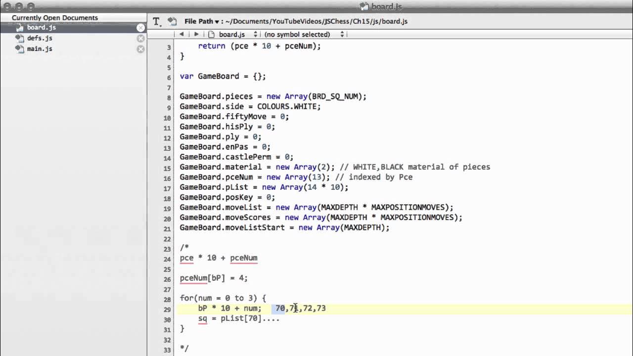 Programming A Chess Engine In Pure Javascript Part 15 - Piece Lists - YouTube