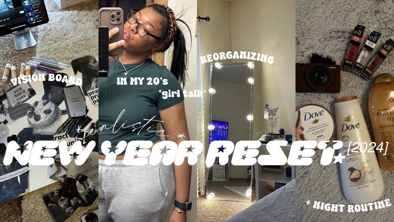 2024 NEW YEAR RESET ♡| vision board, goal setting, room transformation ...