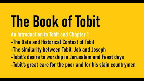 Catholic Bible Study, Tobit: The Book of Tobit Explained, Fr. Tim ...