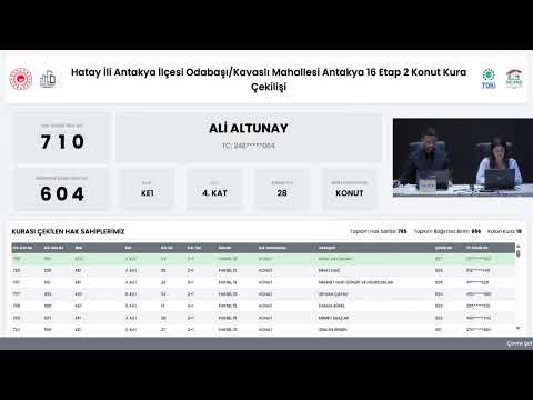 HATAY ANTAKYA 16 - ETAP 2 PROJESİ (ODABAŞI/ KAVASLI MAH.) 656 KONUT KURA ÇEKİM PROGRAMI