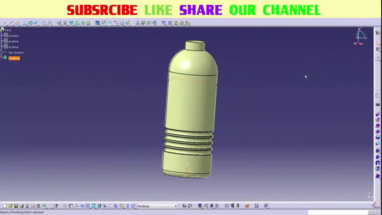 CATIA TUTORIAL | HOW TO DESIGN BOTTLE (CAD CAM CAE ANSYS PROE CREO CFD ...