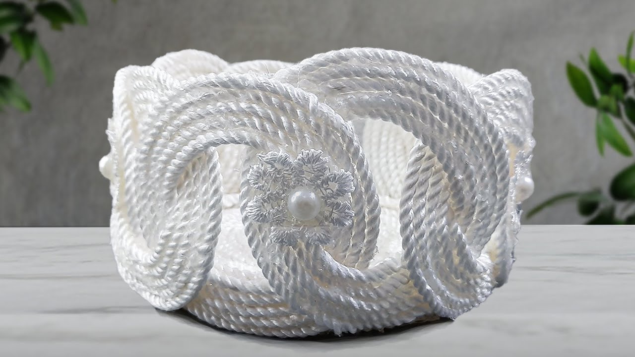 Gift idea for a friend || How to make a beautiful basket using macrame ...