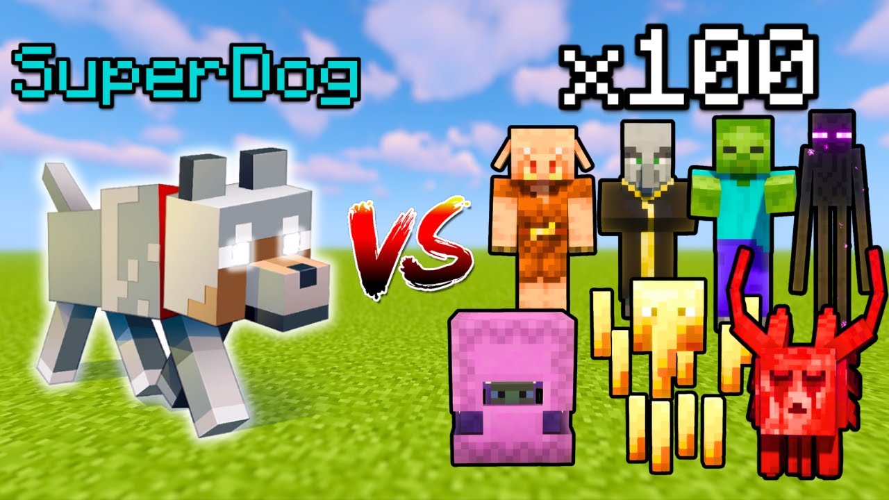SUPER DOG vs mobs x100 - Realistic Physics Minecraft Mob Battle - YouTube