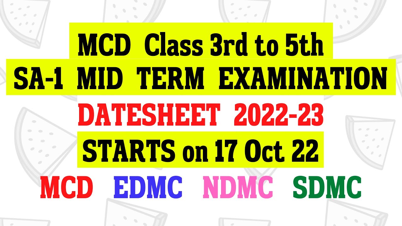 🔥 MCD SA-1 Mid term Date sheet 2022-23 announced 😎 | 😨 Big update by ...