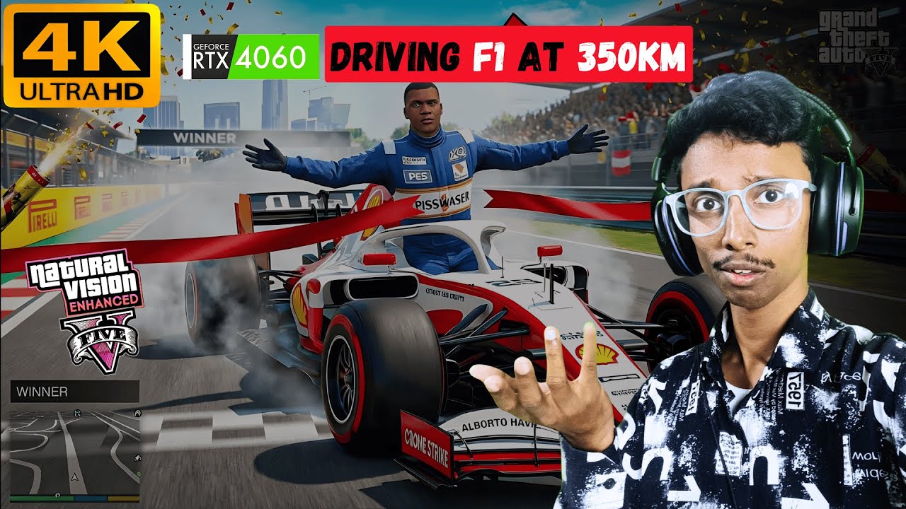 GTA 5 Enhanced Story Mode Franklin Driving F1 at 350KM/H Live Hindi ...