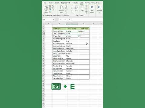 How to split first and last name using Flash Fill in Excel - YouTube
