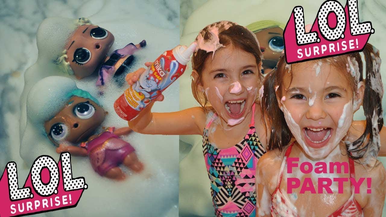 LOL Surprise Pop Foam Party Challenge! 💦 🎉 ️💛💚💙💜 - YouTube