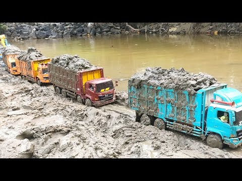 JALAN TEREXTRIM‼️🔥RC DAM TRUK HINO FUSO TRONTON BERMUATAN LUMPUR MELEWATI TEPI SUNGAI OFROAD
