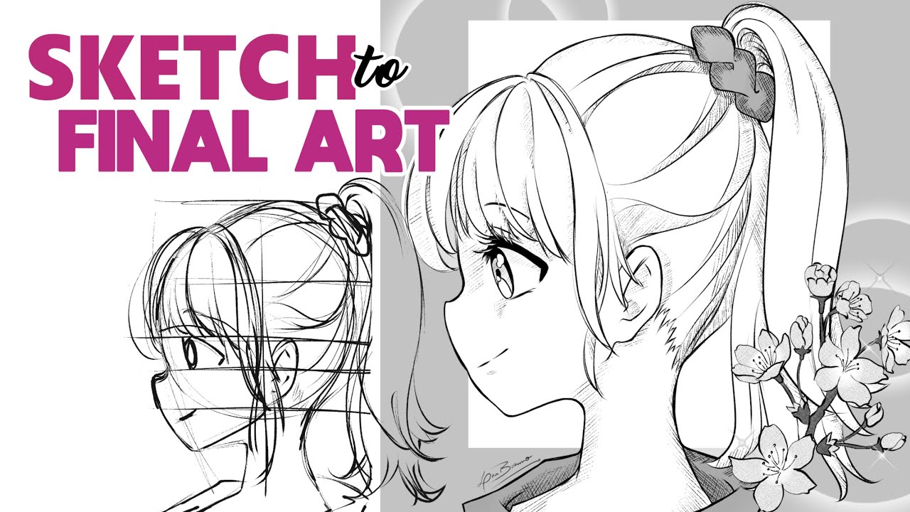 Drawing manga style with REFERENCES | Drawing manga girl and sakura ...