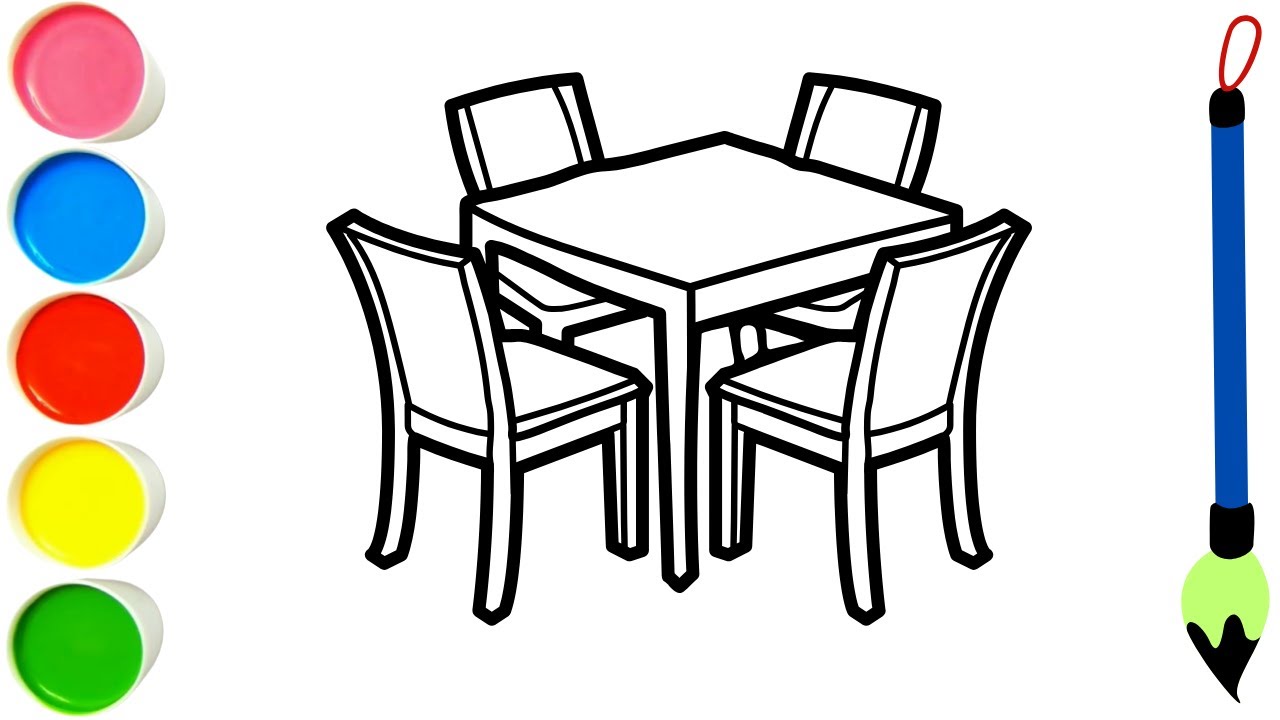 How to Draw Table and Chiar | Drawing and Colouring Table and Chiar for ...