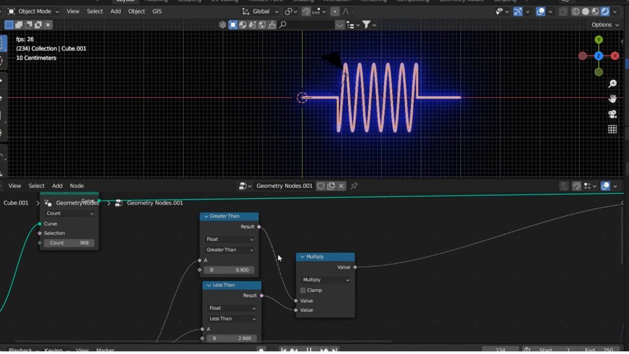 Blender Geometry Nodes tutorial :Animation using the sine node.Blender3.5教程：使用正弦节点制作几何节点动画 - YouTube