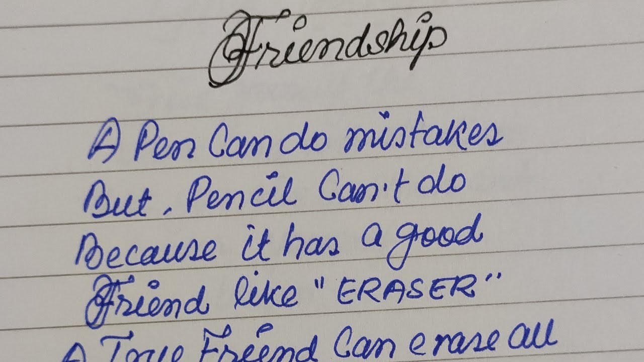 Friendship A Pen Can Do Mistakes But Pencil Can't Do Because It Has A ...