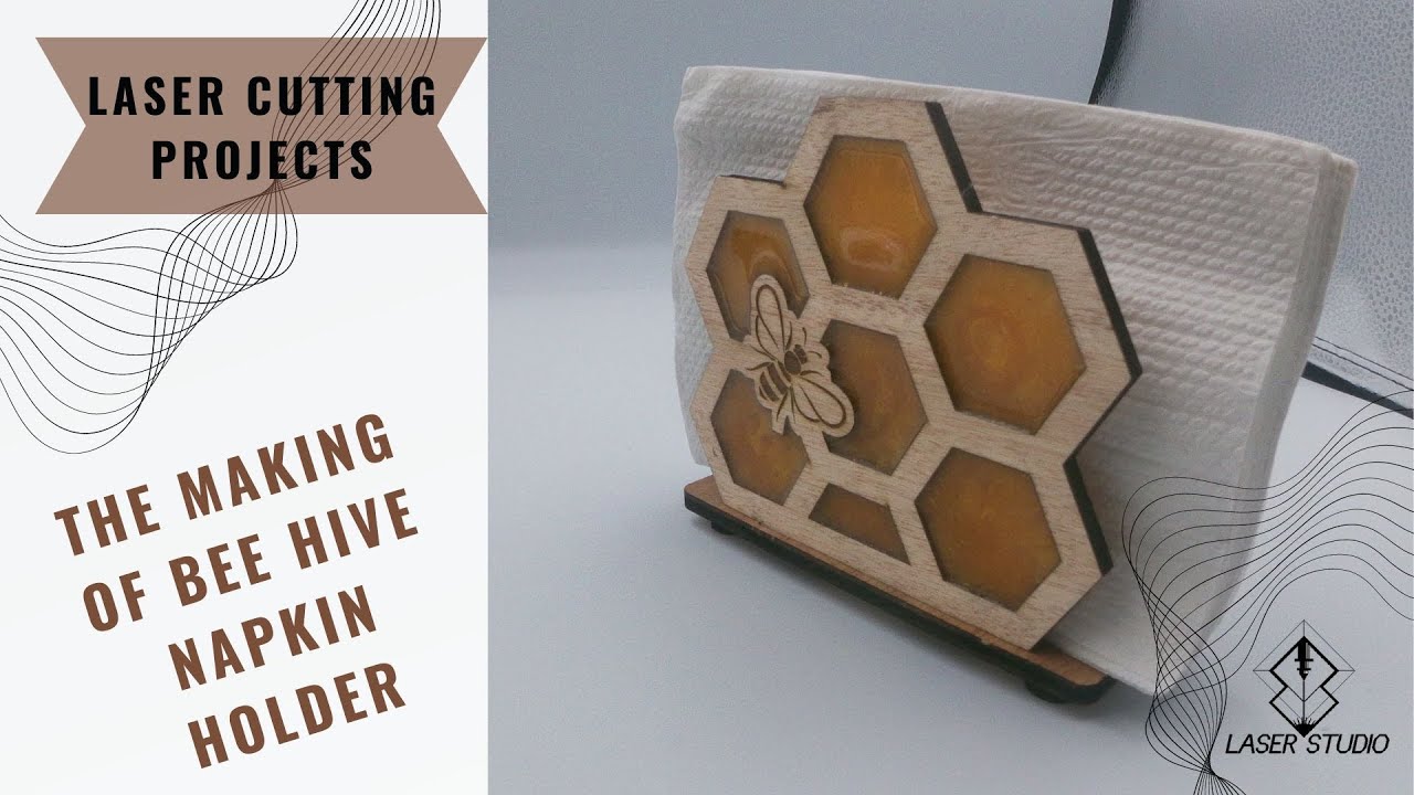 Laser Cutting Projects (Bee Hive napkin holder) - YouTube