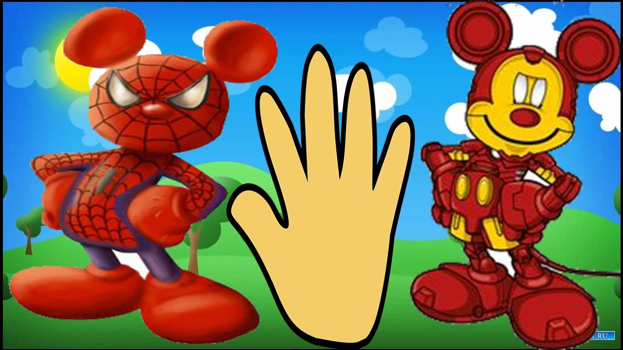 Mickey mouse Spiderman & Mickey mouse Iron man finger family for kids ...