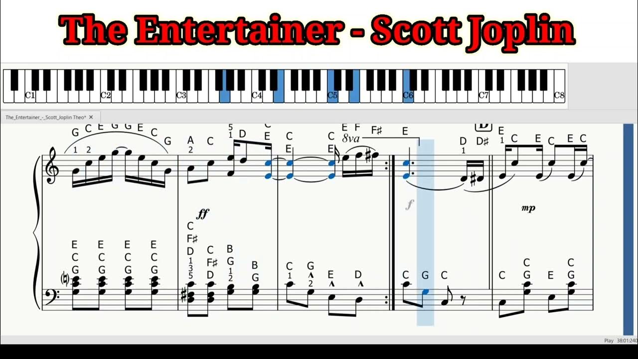 The Entertainer, Scott Joplin | 🔵TUTORIAL Piano (very slow) - YouTube