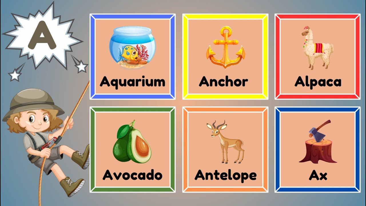 ABC Learning for Kids | Learning Alphabet Words from A to Z for ...