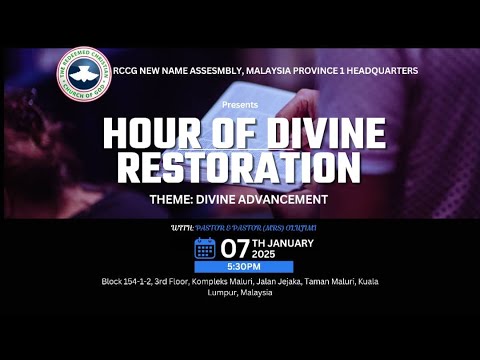Hour of Divine Restoration on RCCG Malaysia Province 1 TV || 07/01/2025 ...