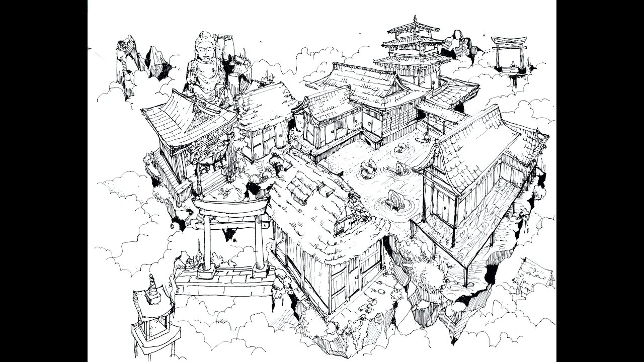 Mari Menggambar Traditional Japanese House Minka (How To Draw Japanese ...