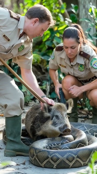 Python Attacks Wild Boar in the Jungle - YouTube