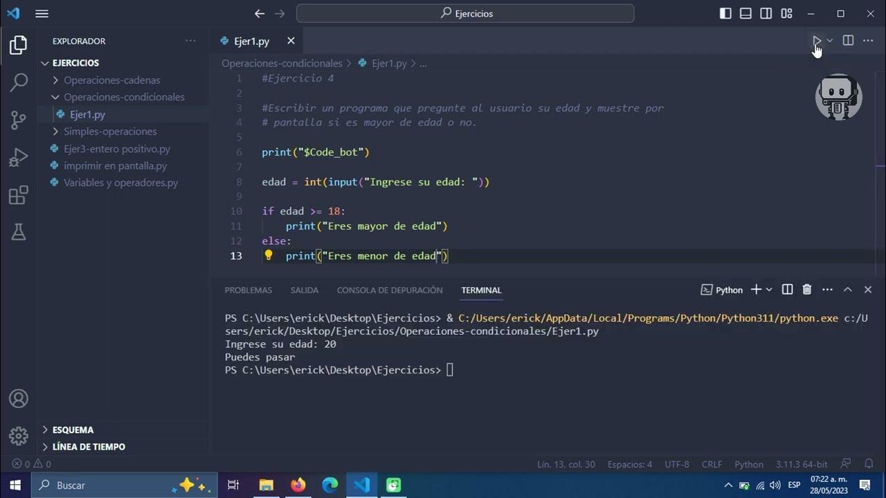 PROGRAMA EN PYTHON | SABER SI ERES MAYOR DE EDAD O NO / ASMR - YouTube