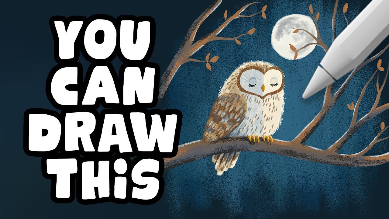 You Can Draw This 🦉 Cozy Owl in Moonlight | Procreate Drawing Tutorial ...