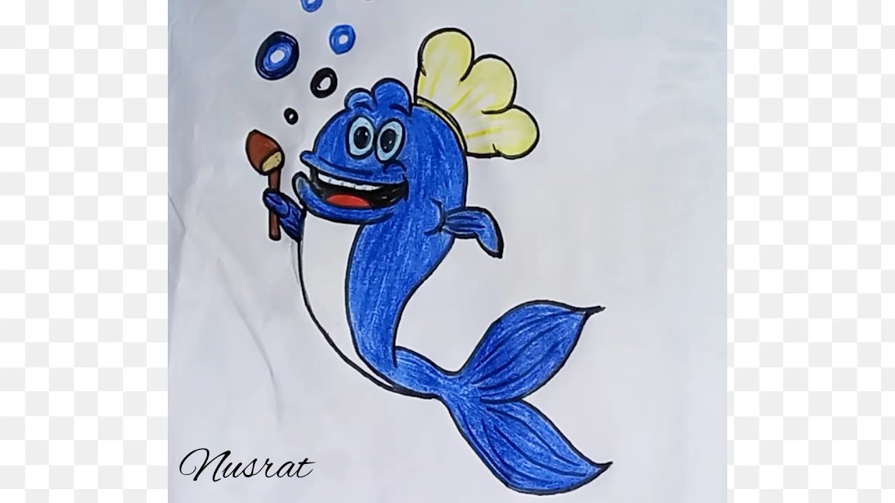 How To Draw a Cartoon Fish for kids / Fish Drawing II water animal ...