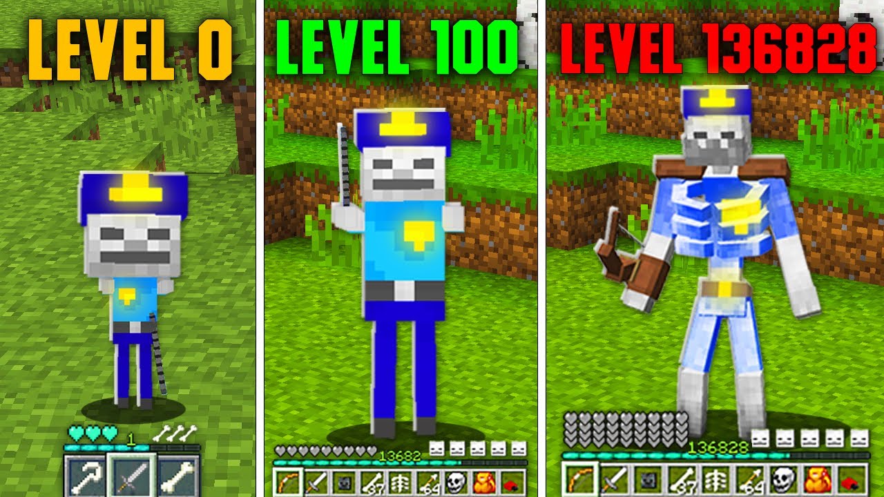 MINECRAFT HOW TO PLAY SKELETON POLICE UPGRADE FROM 0 TO 136828 LEVEL ...