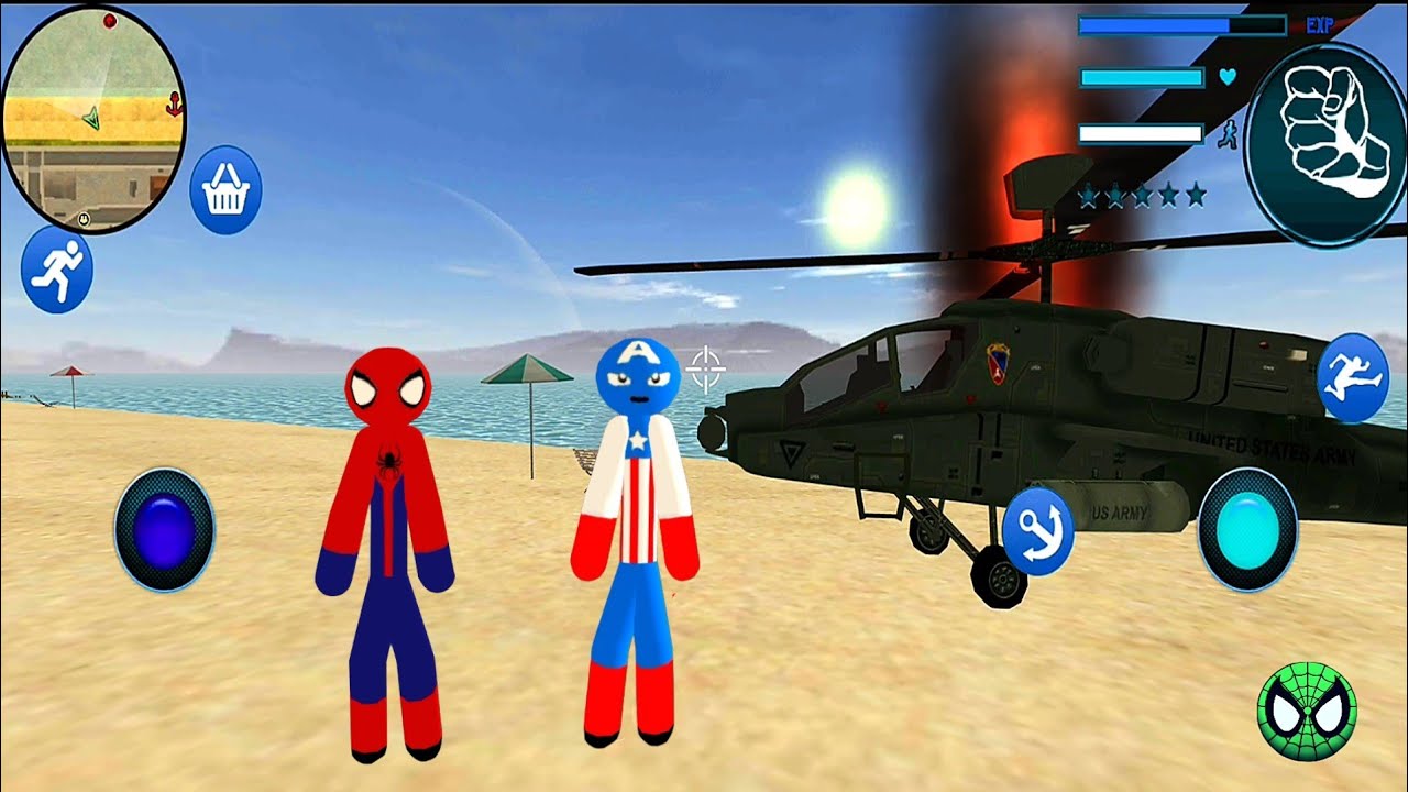 Us Captain Rope hero Stickman Spiderman #1 android Gameplay - YouTube