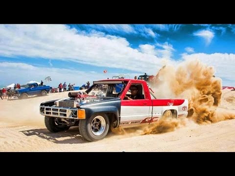 ⭐ Sand drag Toyota truck powered by a turbocharged 3RZ motor. - YouTube