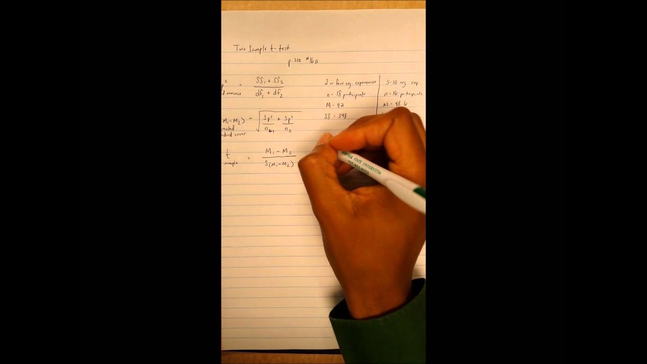 Two Sample t Test Tutorial - YouTube