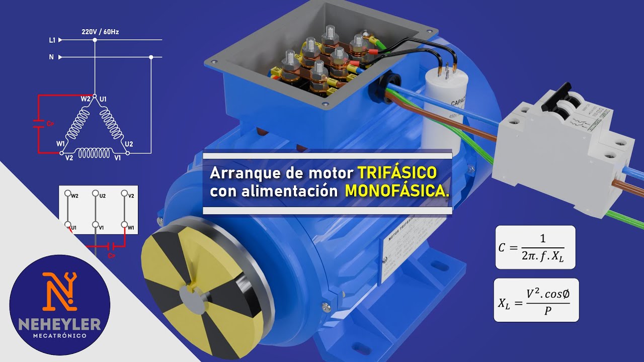 Arranque de Motor Trifásico con linea Monofásica | Como conectar ...