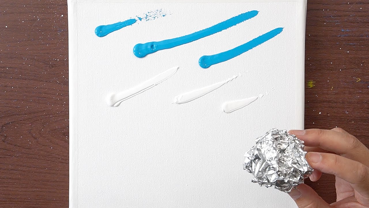 How to draw an autumn landscape using aluminum foil and cotton swab ...