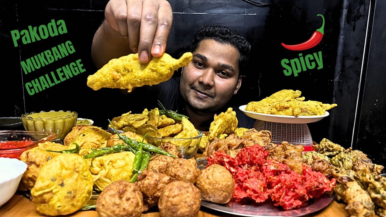 SPICY PAKODA MUKBANG CHALLENGE #STREETFOOD #PAKODA #CHALLANGE # ...