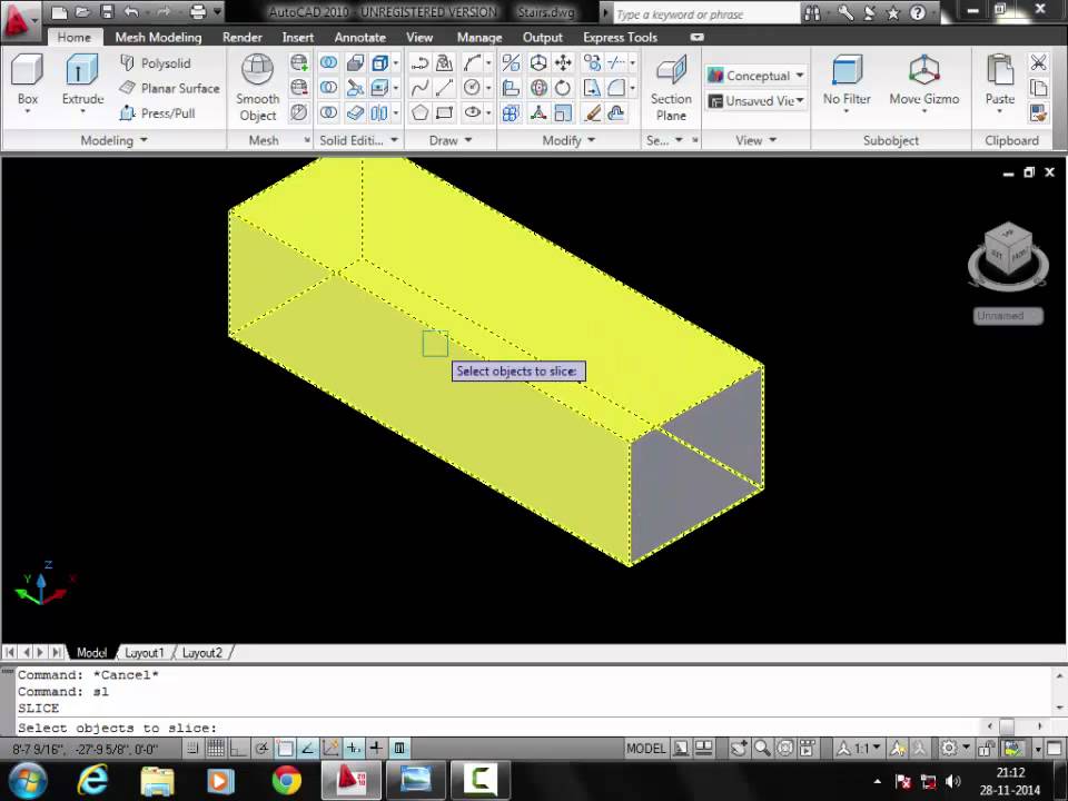 How To "Slice" Shapes In Autocad Hindi || How to use Slice Command in ...